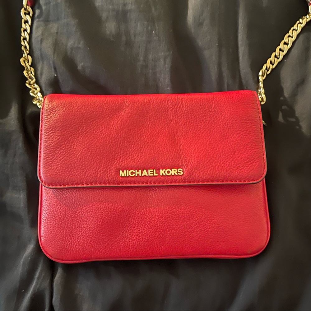 Red Leather Michael Kors Crossbody - Gem